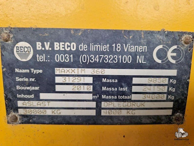 Beco Maxxim 360 dump trailer - Trekkerweb